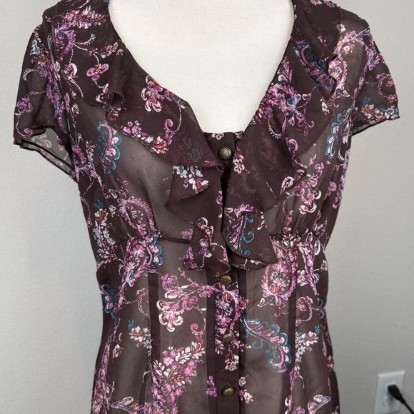 Maurices Sheer Floral Ruffle Blouse | eBay UK