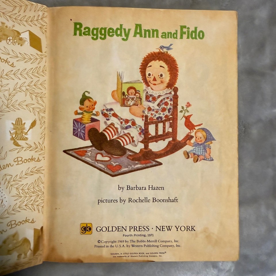 Raggedy Ann and Fido 1971 Vintage Little Golden Book Rag Doll Classic ...