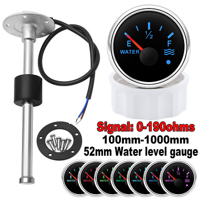 52mm Water Level Tank Gauge 7 Colors LED with 100mm-1000mm Water Level ...