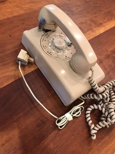 Rotary Dial Wall Phone Tan Beige Bell System Western Electric Vintage ...