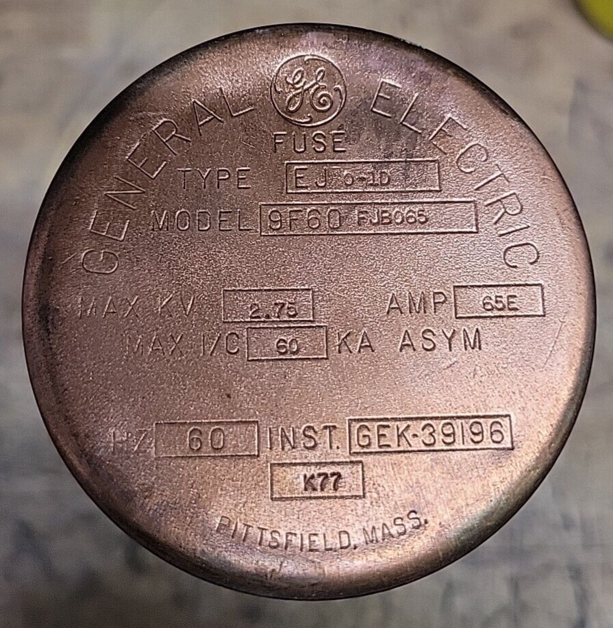 1) New Old Stock! General Electric 9F60FJB065 Size D Fuse 2400 Volt 65E ...
