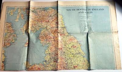 YOUTH HOSTELS in ENGLAND and WALES ~ Vintage Wall Map | eBay