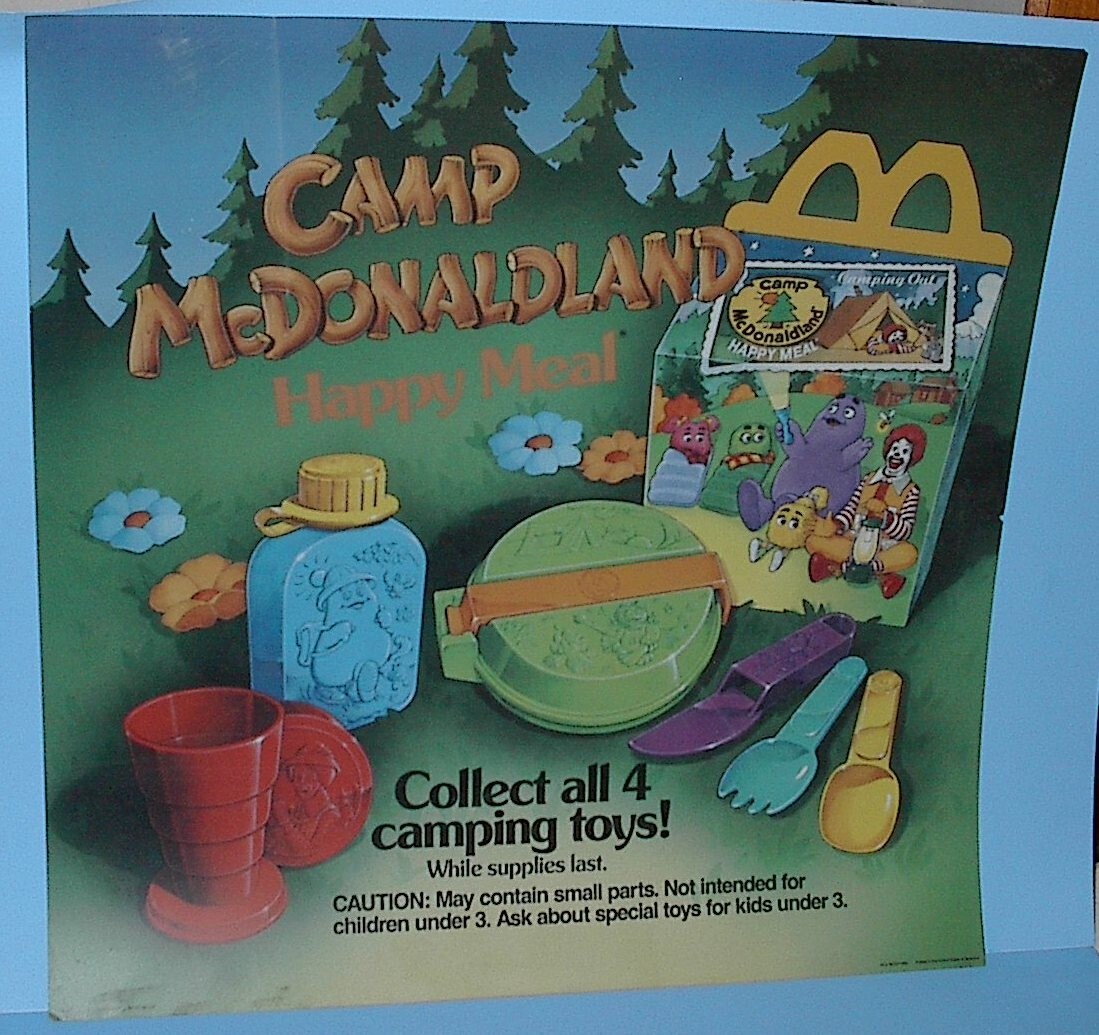 McDONALD'S HAPPY MEAL TRANSLITE 1989 CAMP McDONALDLAND 22" X 22" MINOR ...