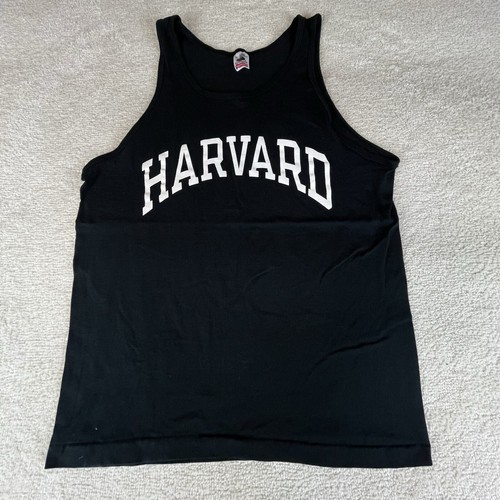 Vintage Harvard Shirt Mens Large Black Spell Out Retro Tank Top USA 90s ...