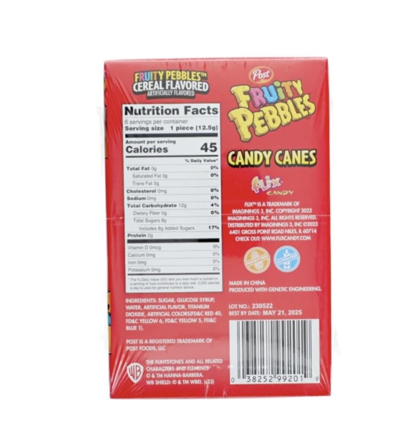 Post Fruity Pebbles, Pebbles Cereal Candy Canes - 2.64oz/6ct (3 ...