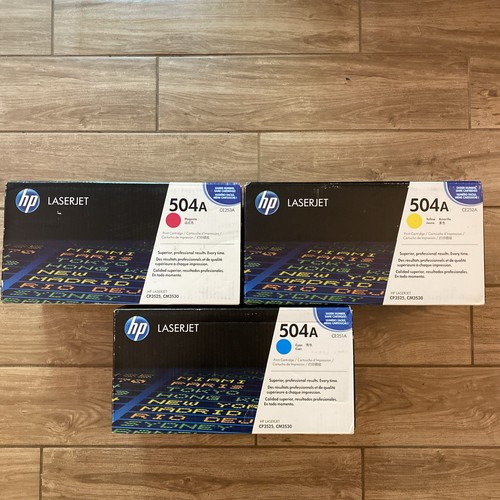 3pk NEW SEAL!!! HP 504A Cyan Magenta Yellow Toner CE251A CE252A CE253A ...