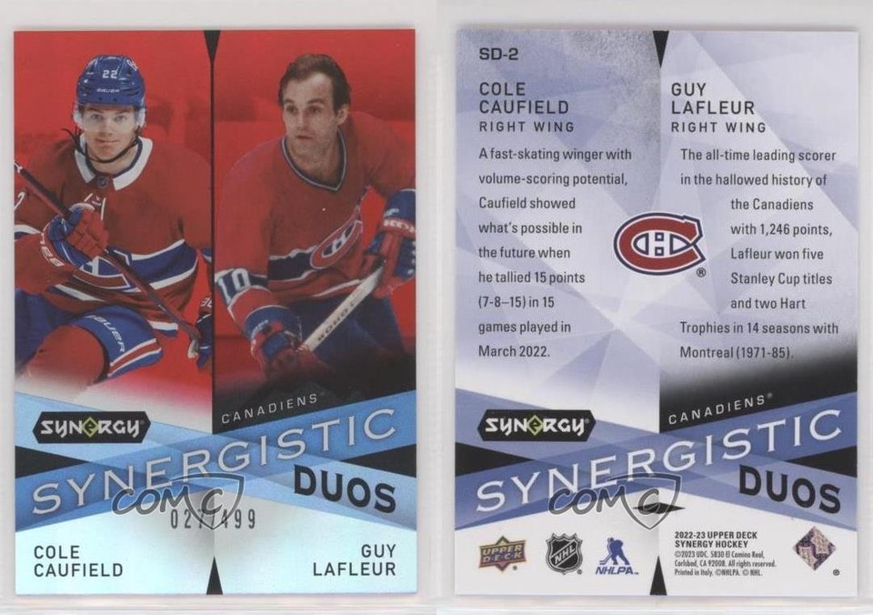 2022 Synergy Synergistic Duos Star-Legend Red Cole Caufield Guy Lafleur ...