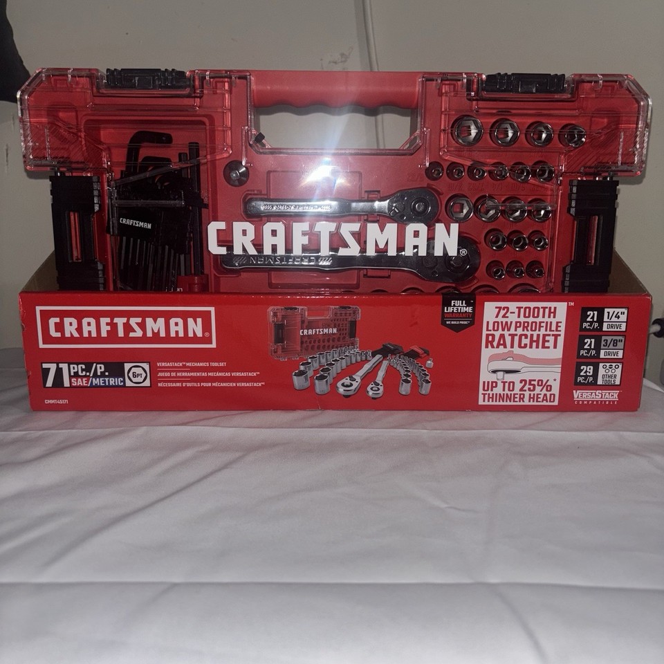 CRAFTSMAN Versastack Mechanics Tool Set, 1/4 and 3/8 Inch Drive, 71 ...