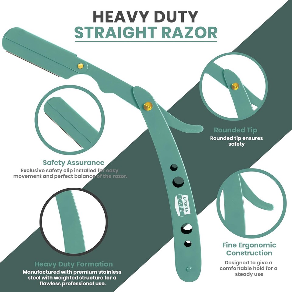 Utopia Care Professional Barber Straight Edge Razor Safety with 100 ...