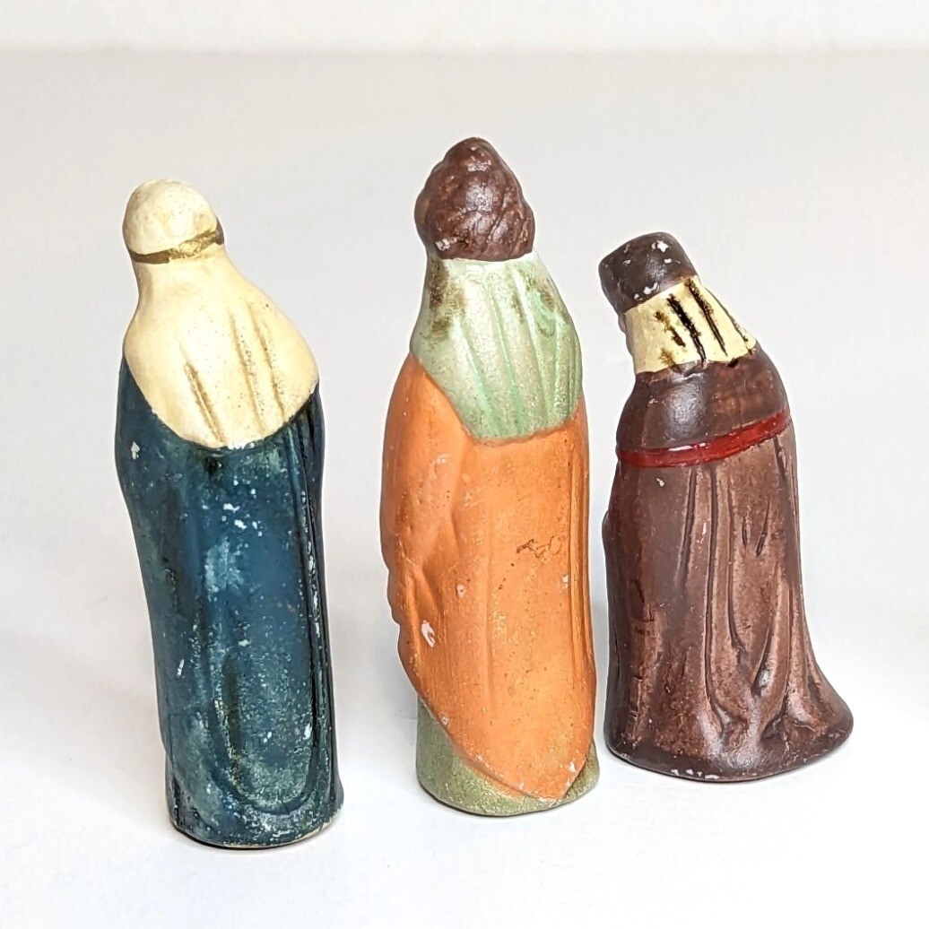Vintage 5 Piece Hand Painted Miniature Nativity Scene Missing Jesus 3 ...