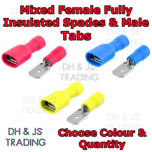 Fully Insulated Female Spade Terminals Crimp Connector & Male Tab ...