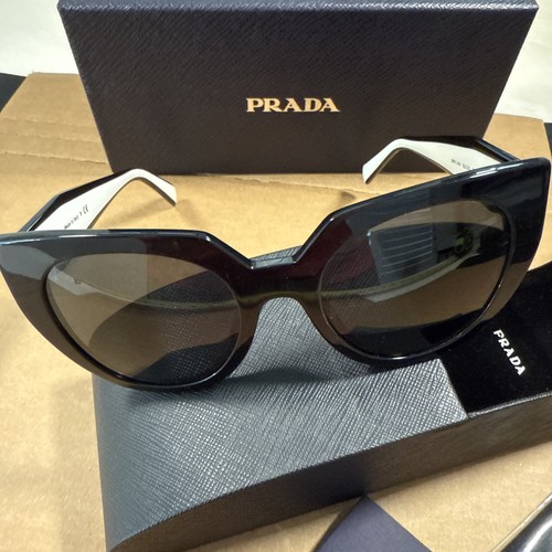 Prada SPR 14W 09Q580 Womens Sunglasses Black/White/Grey Gently Used ...