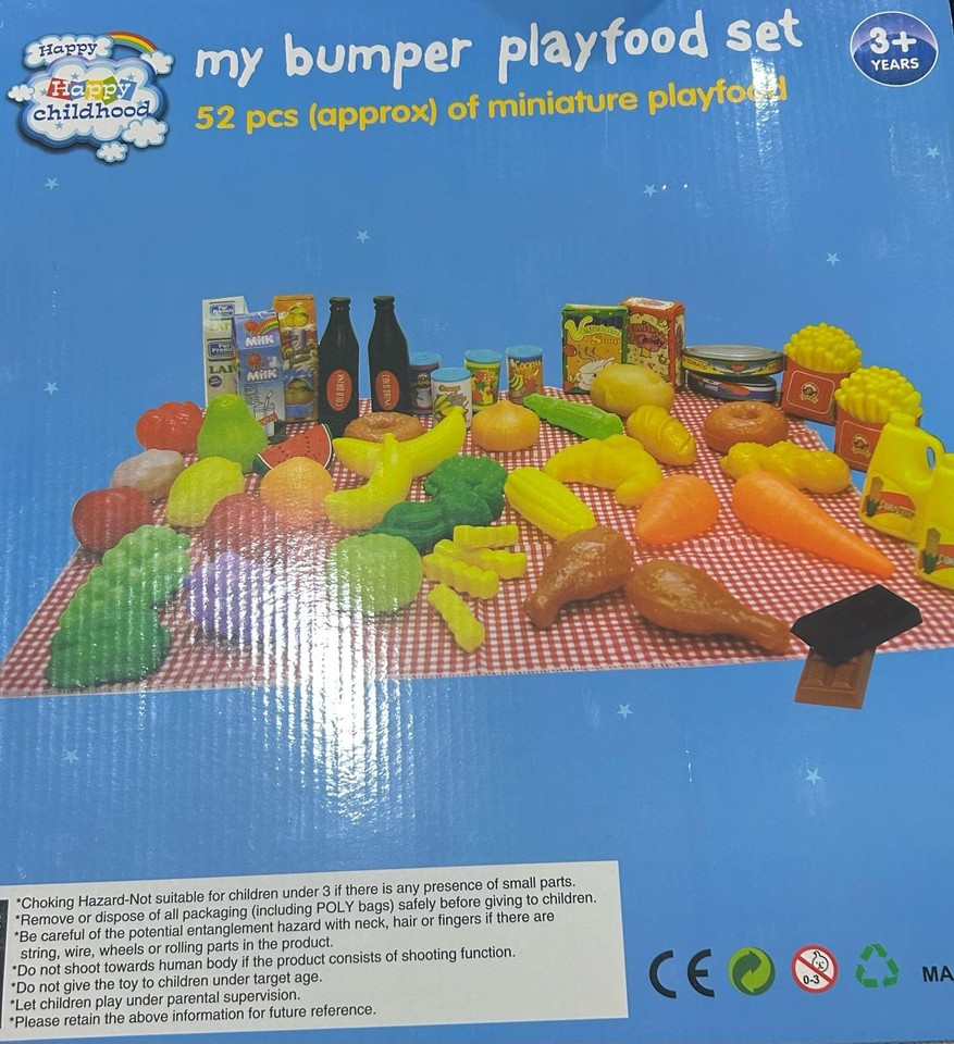 My Bumper Play Food Set – 52 Piece Pretend Food Toy Set for Kids Ages 3 ...