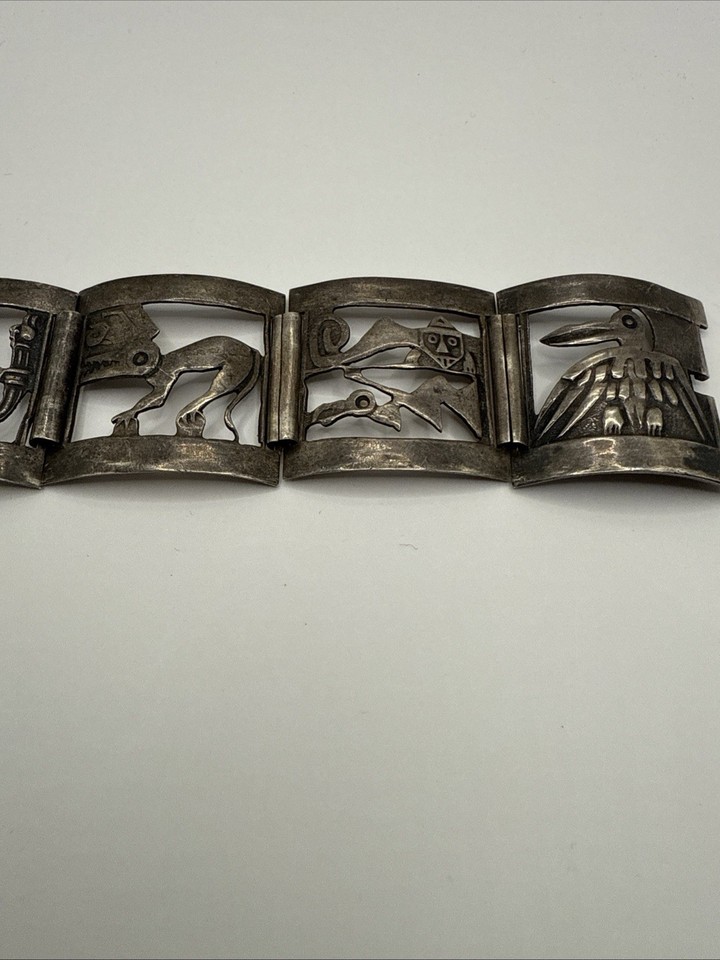 OL PERU STERLING PERUVIAN NATIVE DESIGNS PANEL BRACELET FINE SIGNED 925 ...