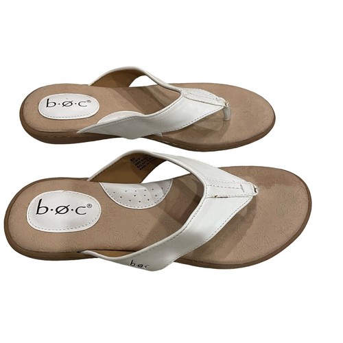 Born BOC Concept Womens Size 8M White Leather Thong Flip Flop Sandals ...