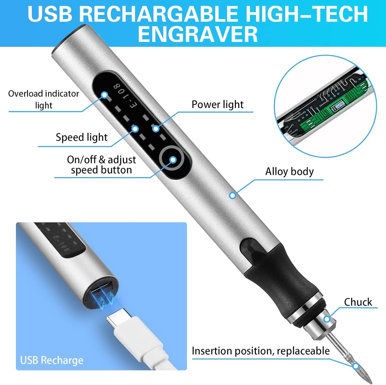 Cordless Electric Engraving Pen Micro Polishing Pen 33 Drill Bits | eBay