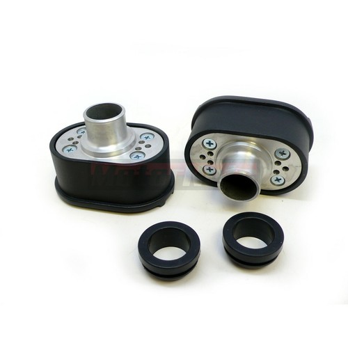 2x Finned Black Oval Aluminum Valve Cover Breathers Chevy Ford Mopar ...