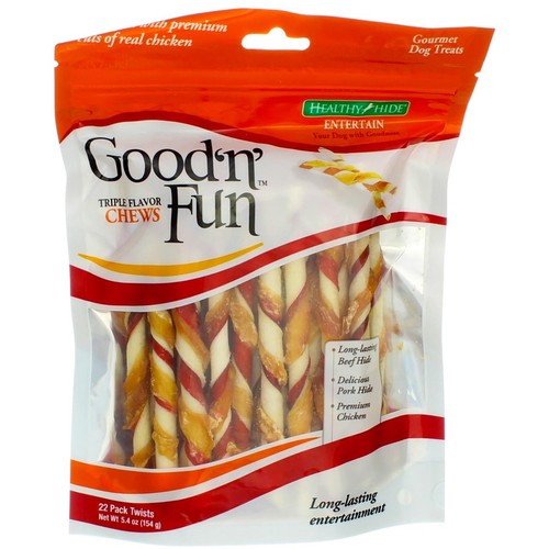 3 Pack Good 'n' Fun Triple Flavor Twist Chews for Dogs, 22-Count ...