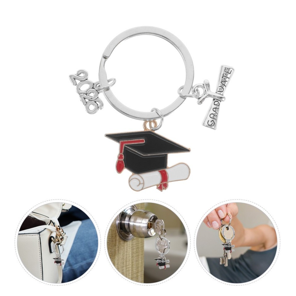 5pcs Graduation Keychain: Graduation Cap Pendant Keychain With Book ...