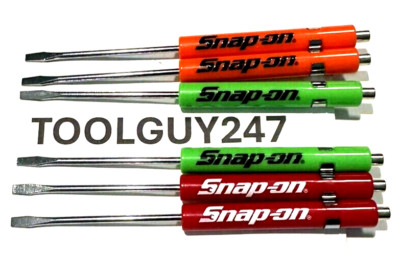 6 SNAP ON TOOLS Pocket Screwdriver, Flat Tip Screwdrivers, MIXED Magnet ...