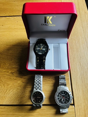 Lot de 3 montres quartz (dont 2 chronos)-Atlas for men watch, CETEZIN ...