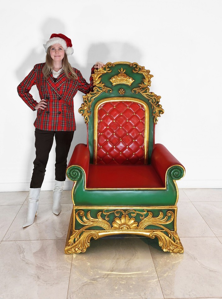 Santa Throne Chair - Christmas Decor - Red and Green - Santa Chair - | eBay