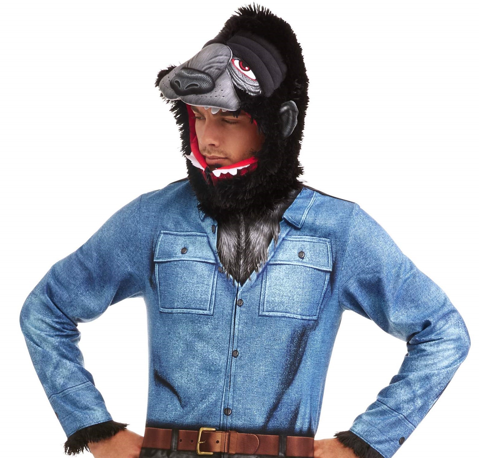 Men's Wolfman Werewolf Pajamas One Piece Costume Union Suit Size XL | eBay