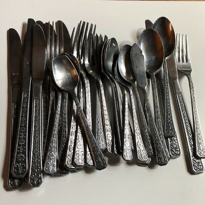 Interpur FLORENZ Stainless Steel Black Texture Pattern Flatware CHOICE ...