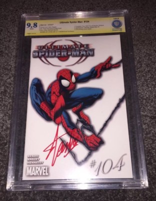 ULTIMATE SPIDER-MAN #104 SIGNED STAN LEE MARK BAGLEY 1:50 WHITE VARIANT ...