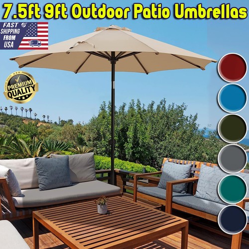 7.5ft 9ft 10ft Outdoor Patio Table Umbrella Pool Garden Deck Umbrella ...