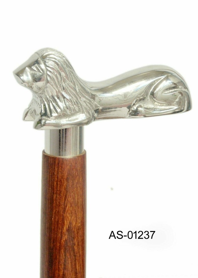 Brass Designer Antique Style Cane Walking Stick Vintage Cat head handle ...