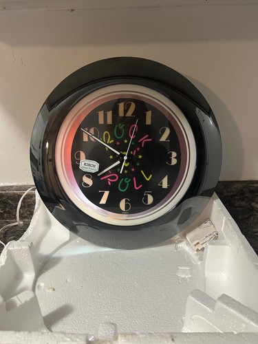 Vintage 70's Rock N Roll Crystal Glass Neon Light Up Clock | eBay