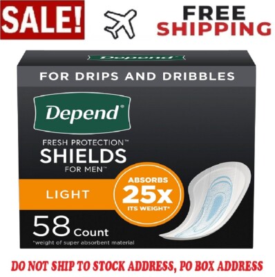 Depend Shield Incontinence Pads for Men Bladder Control Pads, Light, 58 ...