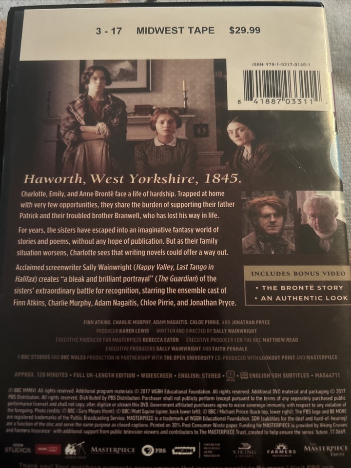 To Walk Invisible: The Brontë Sisters (Masterpiece) (DVD, 2016 ...