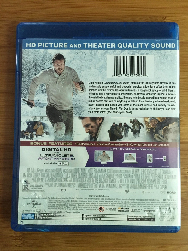 The Grey [Blu-ray] - Blu-ray Liam Neeson,Dermot Mulroney - MINT DISC ...