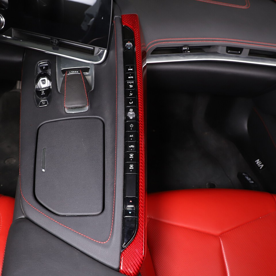 Red Carbon Fiber Central Console Side Panel Frame For C8 Corvette 2020 ...