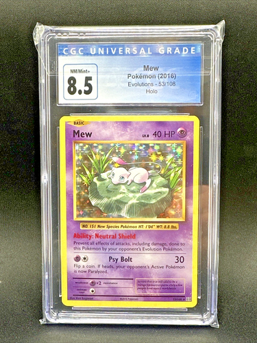 Pokemon Card Mew Holo Evolutions 2016 #53/108 - CGC 8.5 TCG NM/Mint+ ...