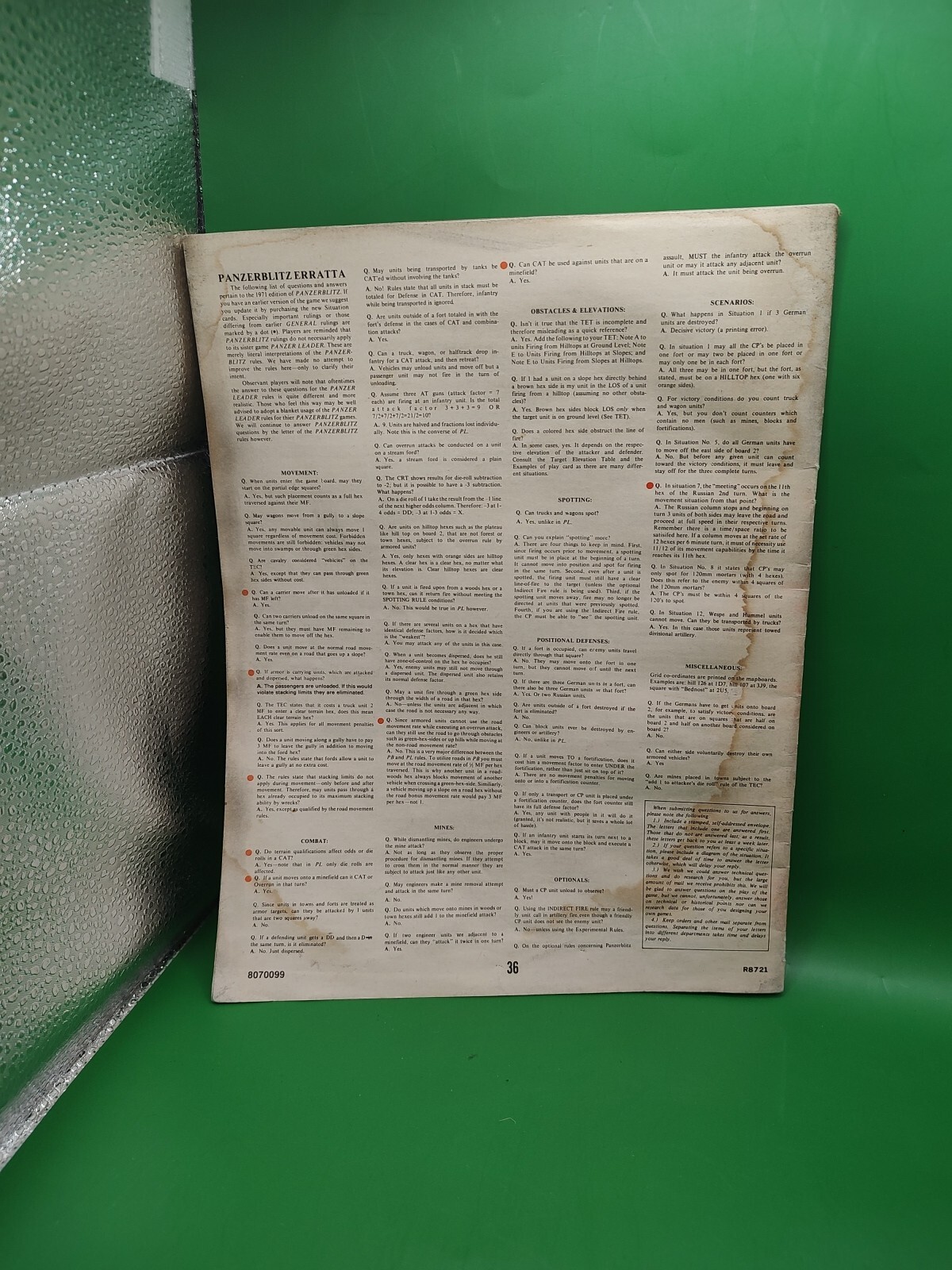 PANZERBLITZ War Board Game WARGAMER'S GUIDE TO PANZERBLITZ Avalon Hill ...