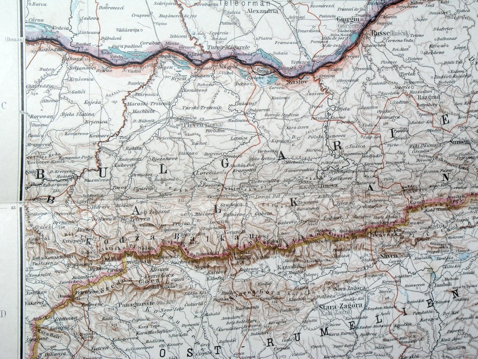 1905 ANTIQUE MAP OF GREECE TURKEY BULGARIA EASTERN RUMELIA ROMANIA ...