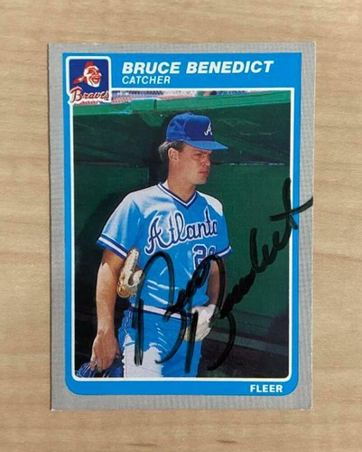 BRUCE BENEDICT ATLANTA BRAVES SIGNED AUTOGRAPHED 1985 FLEER CARD #320 W ...