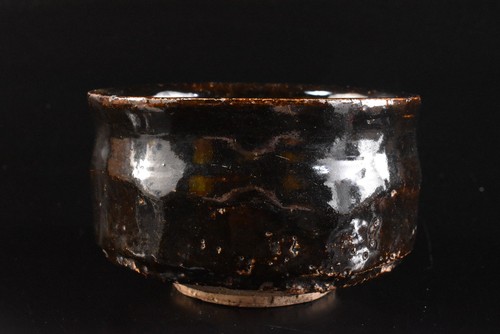 U485: Japanese Old Seto-ware Black glaze TEA BOWL Green tea tool Tea ...