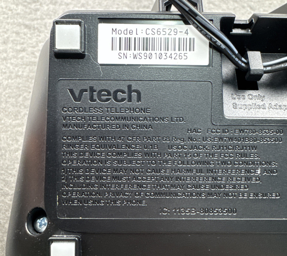 Vtech Cordless Handset and Base CS6529 Answering System Cordless Phone ...