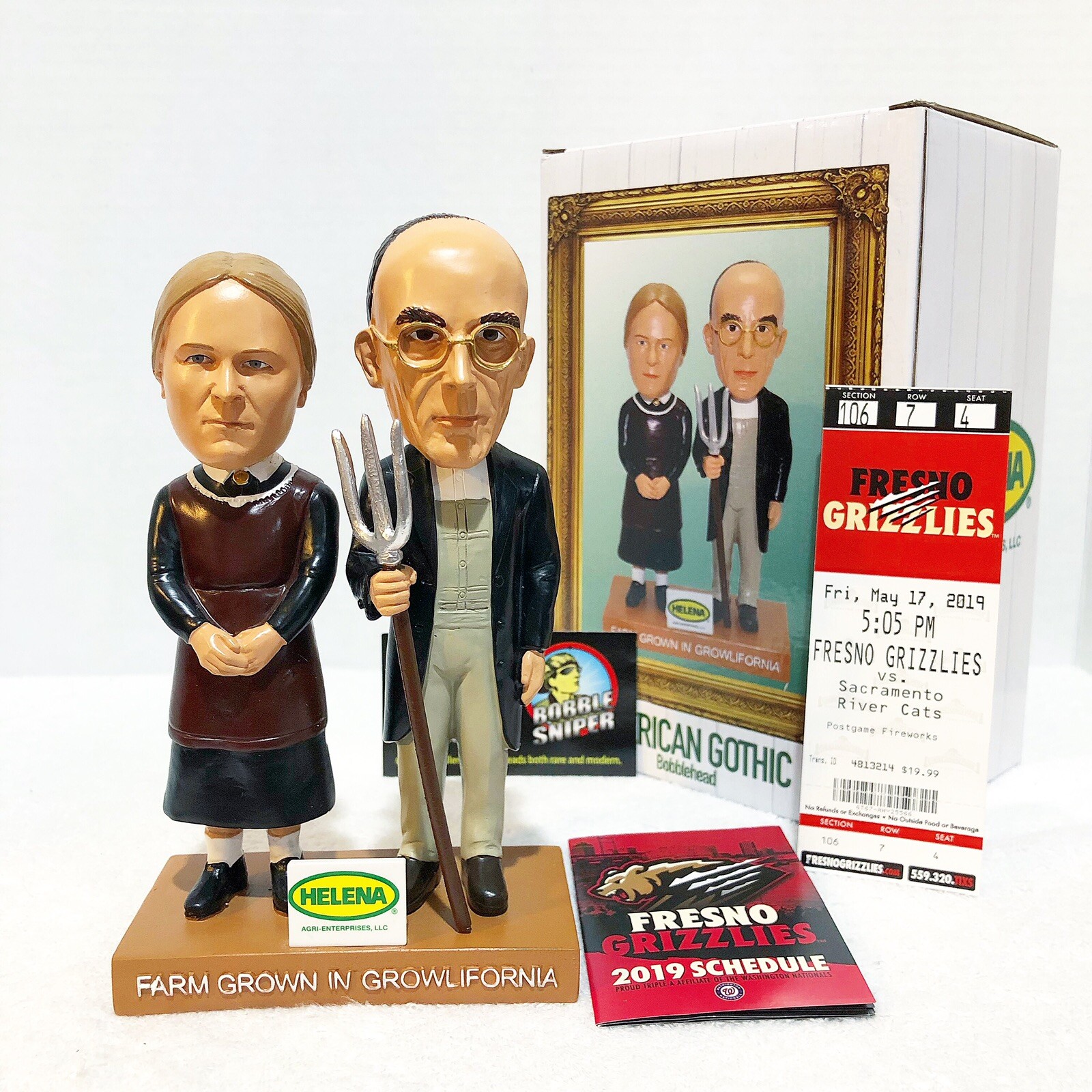 AMERICAN GOTHIC "Farm Grown In Growlifornia" Fresno Grizzlies Dual ...