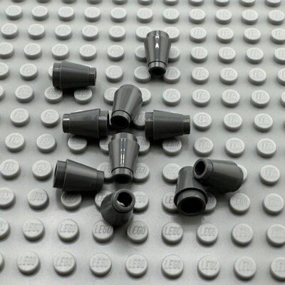 LEGO Cone Part - Dark Bluish Gray - 1 x 1 with Top Groove - QTY x10 | eBay