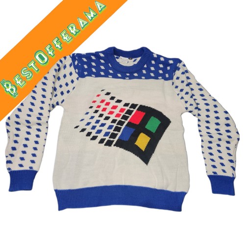 🟥🟩🟦🟨 Medium Microsoft Windows 95 Ugly Sweater Christmas Holiday XMAS ...