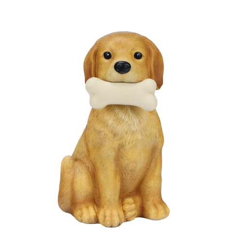 11.25" Outdoor Yellow Labrador Dog Statue with Bone – Resin Garden ...