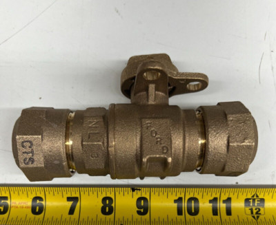 1" Ford Meter Box Curb Stop Ball Valve Quick Joint B44-444W-Q-NL Brass ...
