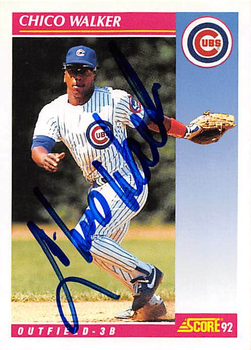 Chico Walker autographed baseball card (Chicago Cubs) 1992 Score #578 ...