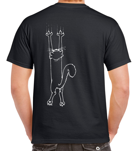 Cat T-shirt Cat scratch T-shirts Print on back funny Tee's funky men's ...