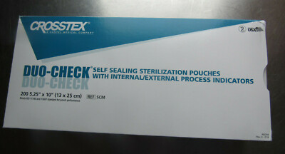 Box of 200 Crosstex SCM Duo-Check Self Sealing Sterilization Pouch 5.25 ...